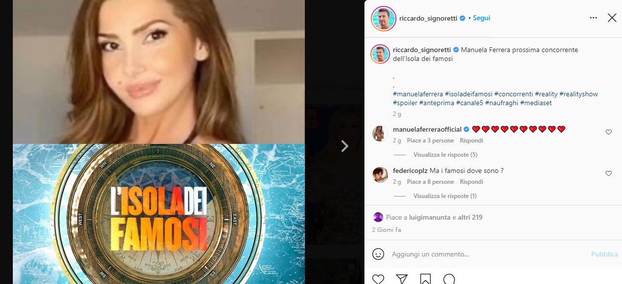 Chi è Manuela Ferrera, nuova naufraga che sbarcherà all'Isola dei famosi 2021?